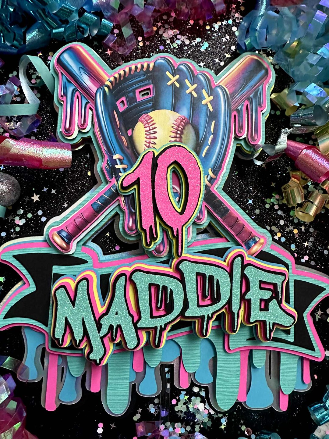 Softball Drip Graffiti Cake Topper - Etsy