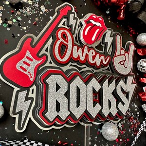 Rock Rockstar Rock N Roll One Rocks Cake Topper & Cupcake Toppers - Etsy