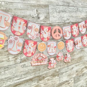 Groovy Flower Child Peach Dusty Pink 70s Hippie Birthday Banner - Etsy