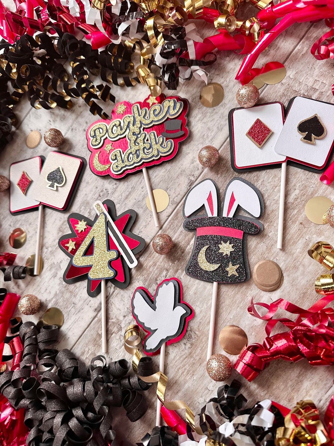 Magician Magic Show Rabbit Hat Playing Cards Poker Theme Cupcake ...