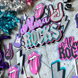 Girls Rock Rockstar Rock N Roll One Rocks Cake Topper & Cupcake Toppers ...