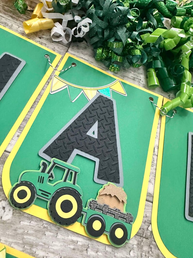 Green Tractor Farm Theme Birthday Banner - Etsy
