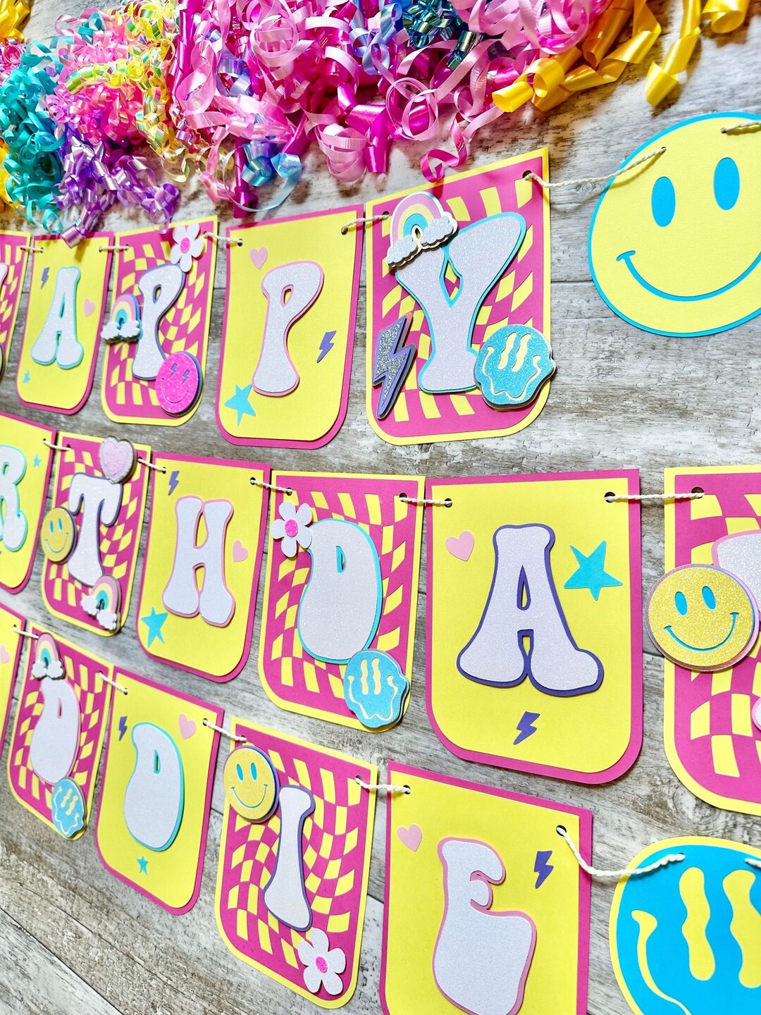 Teen Preppy Aesthetic Checkered Patch Party Happy Birthday Banner One ...