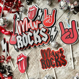 Rock Rockstar Rock N Roll One Rocks Cake Topper & Cupcake Toppers - Etsy
