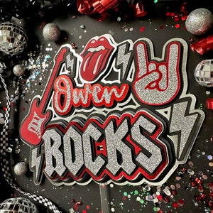 Rock Rockstar Rock N Roll One Rocks Cake Topper & Cupcake Toppers - Etsy