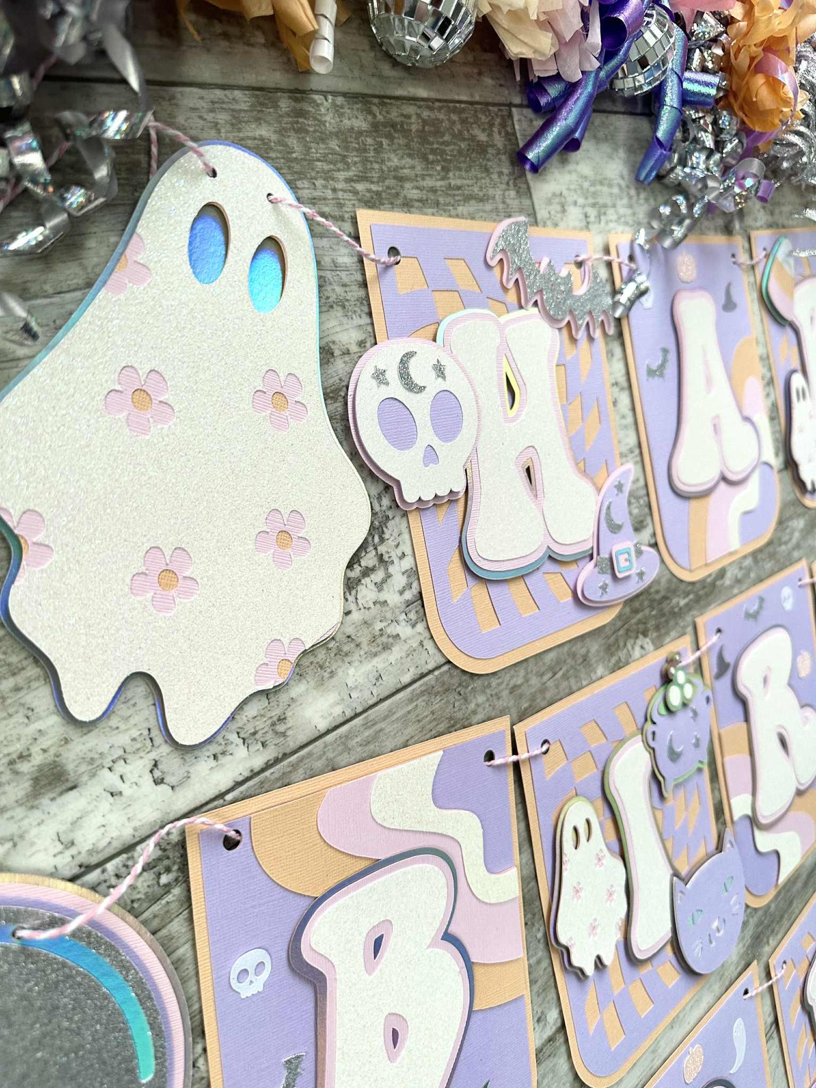 Pastel Halloween Spooky One Flower Ghost Preppy Checkered Birthday ...