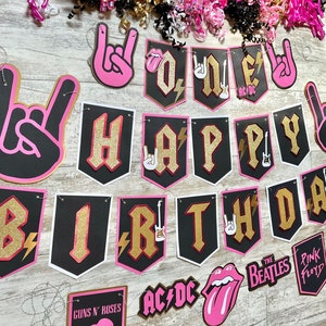 Rock N Roll Pink Gold Rockstar Rocker 80s Rock Girls Theme Birthday ...