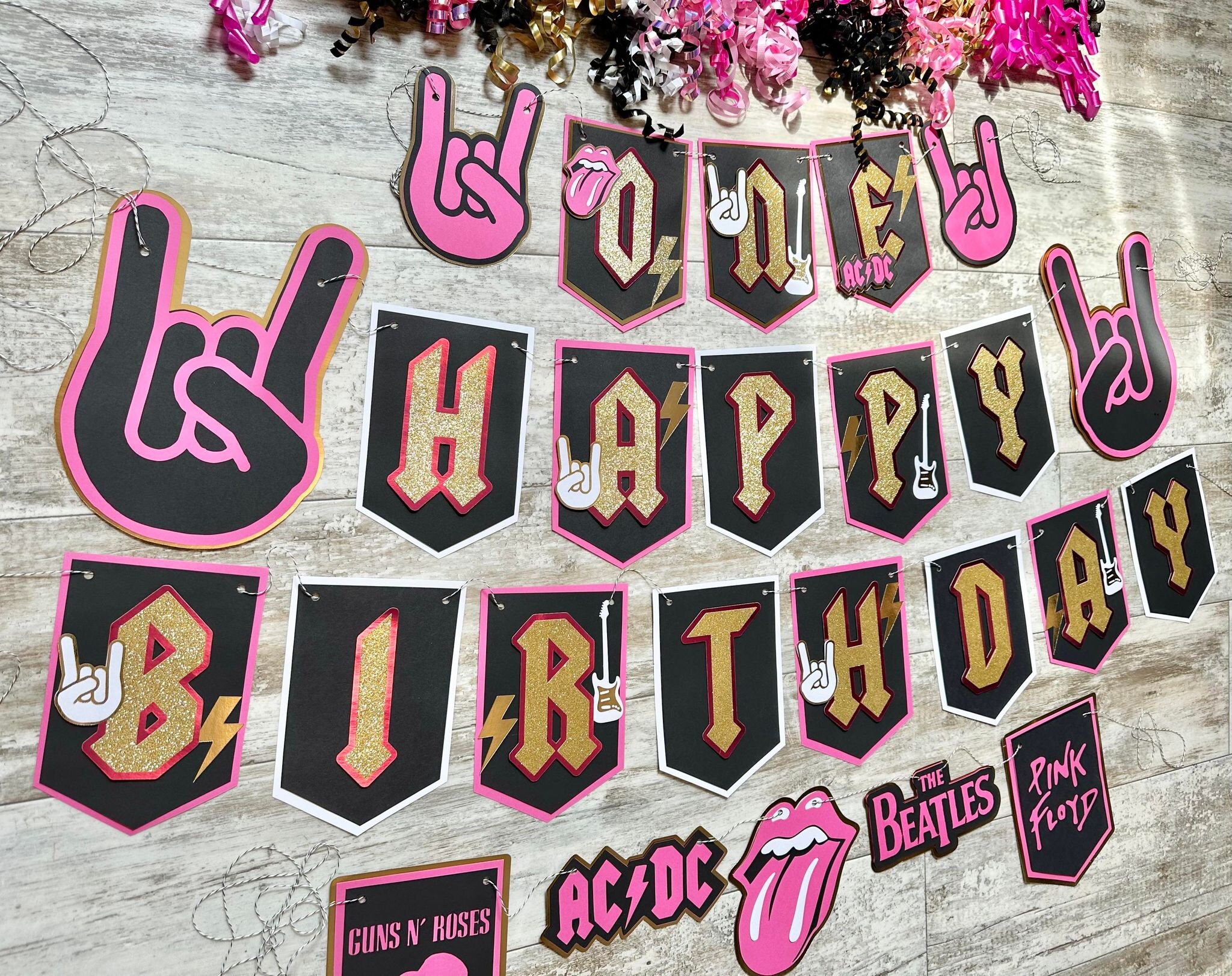 Rock N Roll Pink Gold Rockstar Rocker 80s Rock Girls Theme Birthday ...