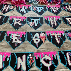 Drippy Ice Cream Drip Baseball Graffiti Birthday Banner - Etsy