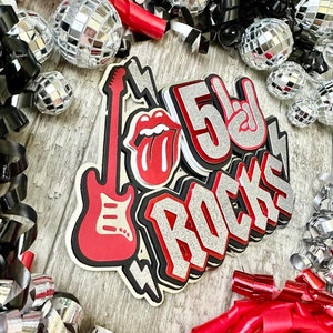 Rock N Roll Theme 1 2 3 4 5 Rocks Cake Topper - Etsy