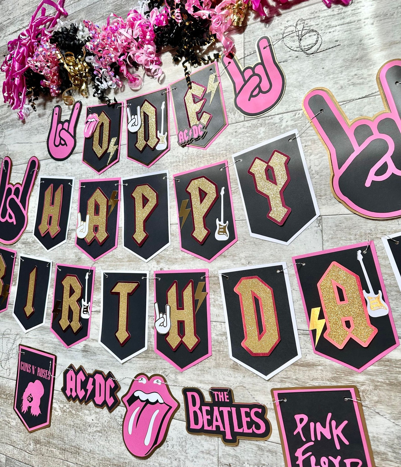 Rock N Roll Pink Gold Rockstar Rocker 80s Rock Girls Theme Birthday ...