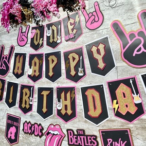 Rock N Roll Pink Gold Rockstar Rocker 80s Rock Girls Theme Birthday ...
