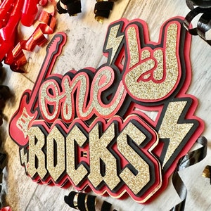 One Rocks Rock N Roll Born to Rock Theme Cake Topper - Etsy