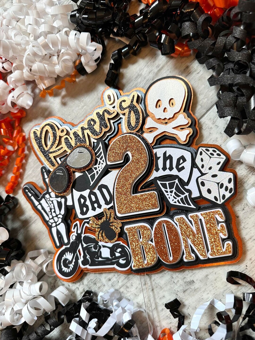 Bad TWO the Bone Motorcycle Born 2 Ride Skull Biker Dude Black Orange ...