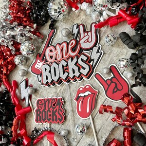 One Rocks Rock N Roll Born to Rock Theme Cake Topper - Etsy