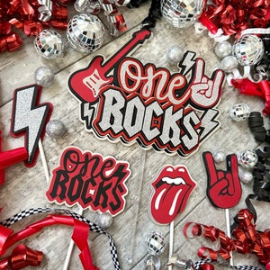 One Rocks Rock N Roll Born to Rock Theme Cake Topper - Etsy