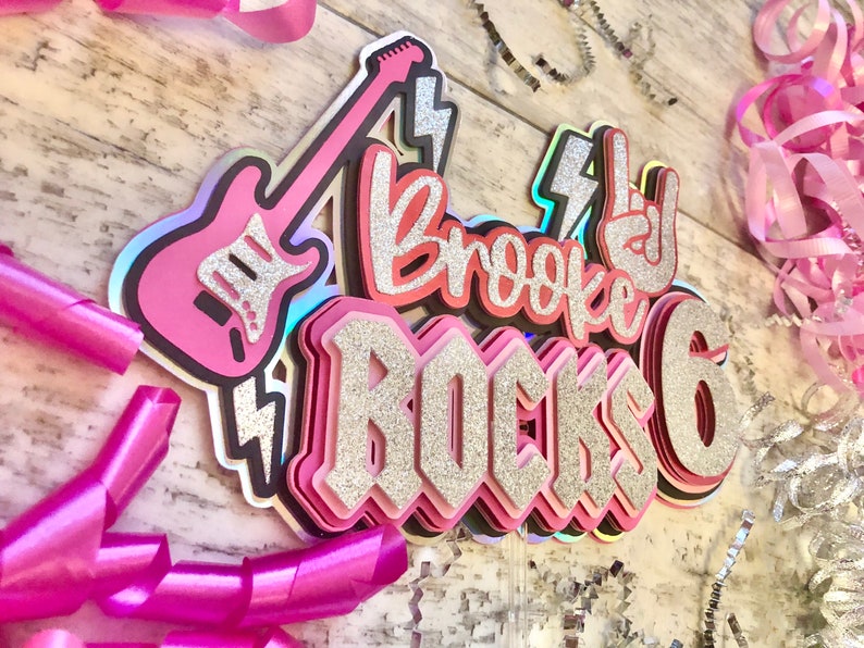 Girls Rock Rockstar Rock N Roll One Rocks Cake Topper - Etsy