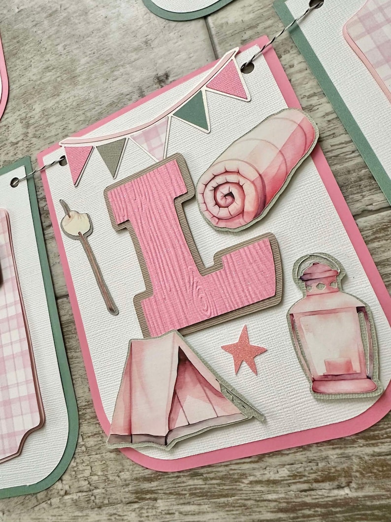 Glamping Camping Girly Camper Sage Pink Gingham Hot Dogs Smores ...