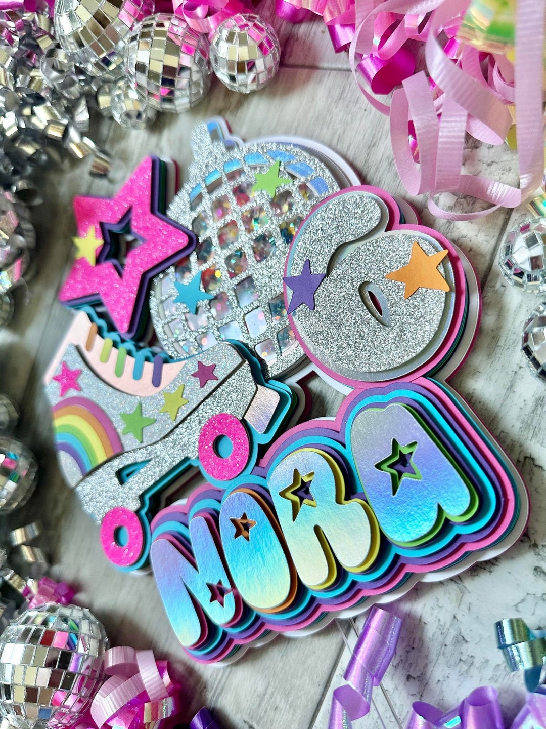 Rainbow Retro Roller Disco Ball Rollerskate Skate Glitter - Etsy