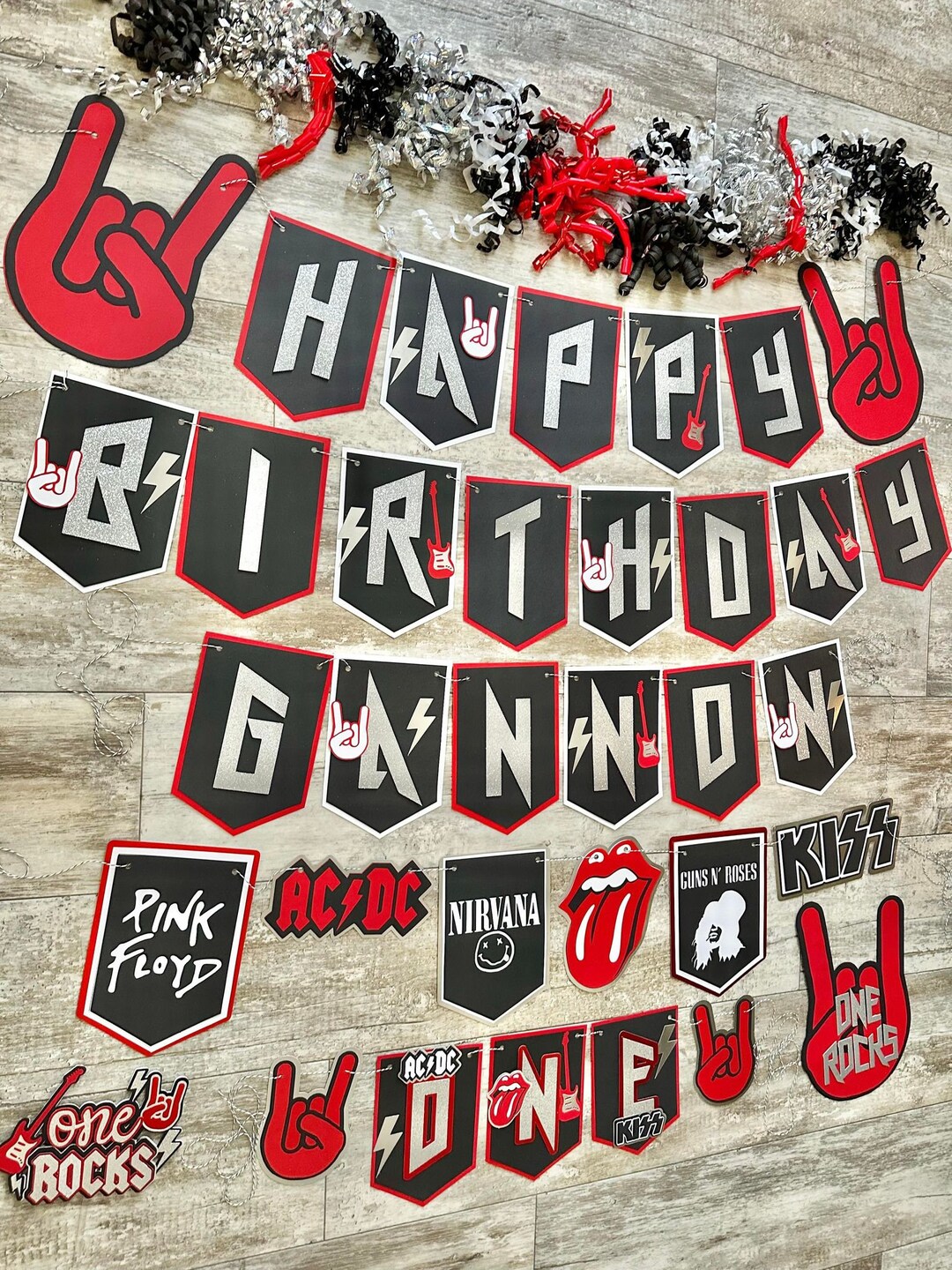 Rock N Roll Born to Rock Theme First Birthday Cake Topper - Etsy