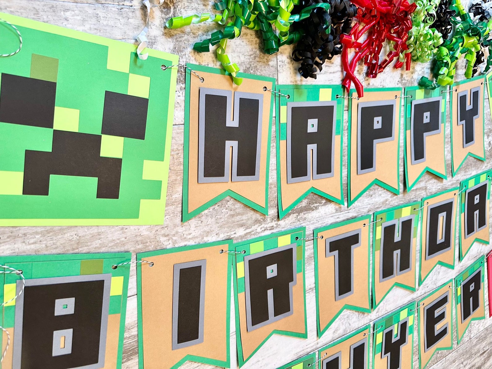 Pixel Party Mine Inspired Creep Craft TNT Birthday Banner - Etsy