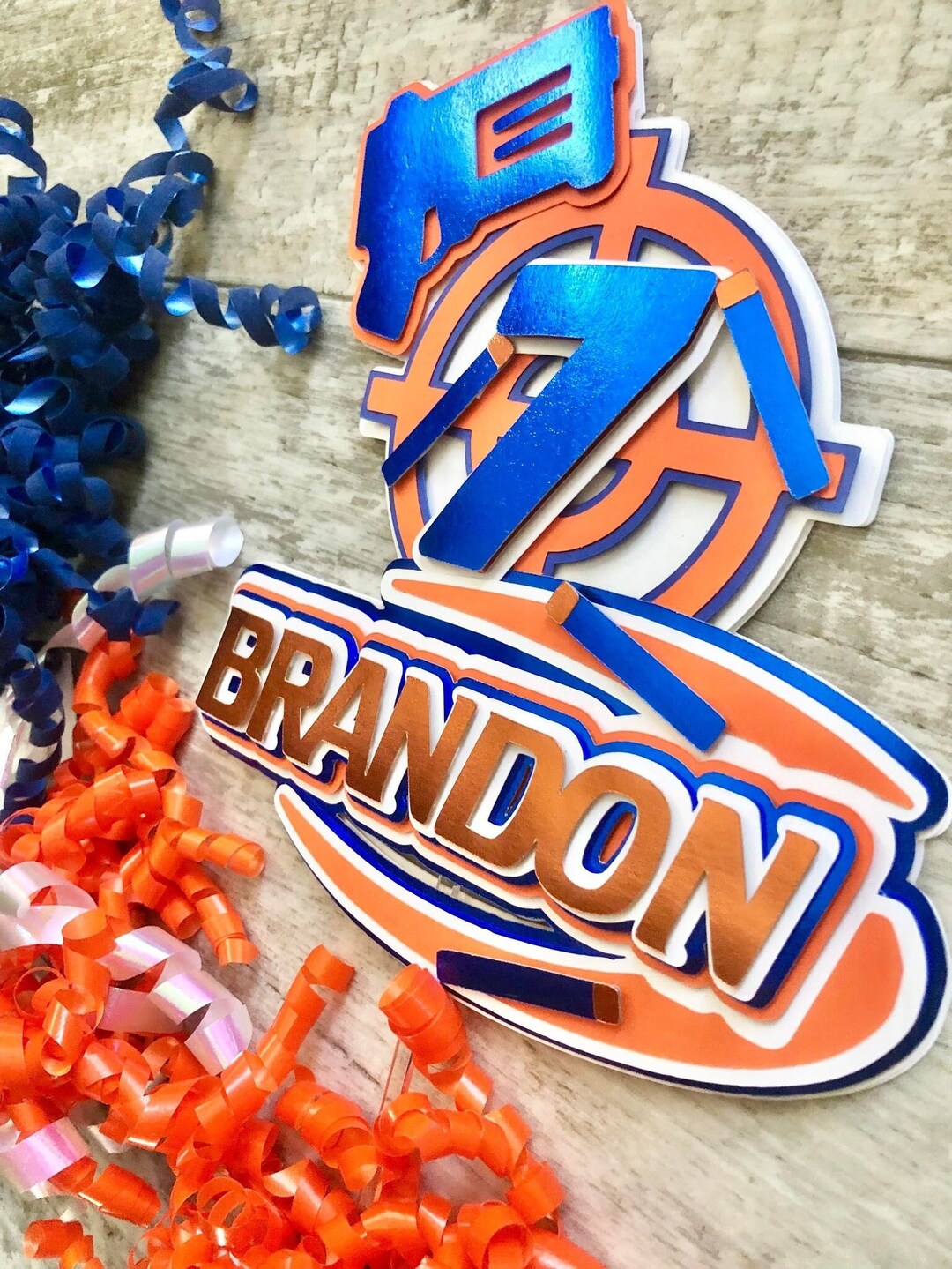 Foam Dart Gun Target Orange Blue Cake Topper - Etsy