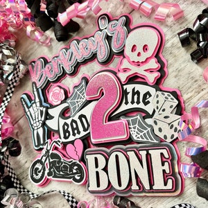 Bad TWO the Bone Motorcycle Born 2 Ride Skull Pink Cake Topper - Etsy