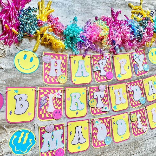 Neon Birthday Banner - Etsy