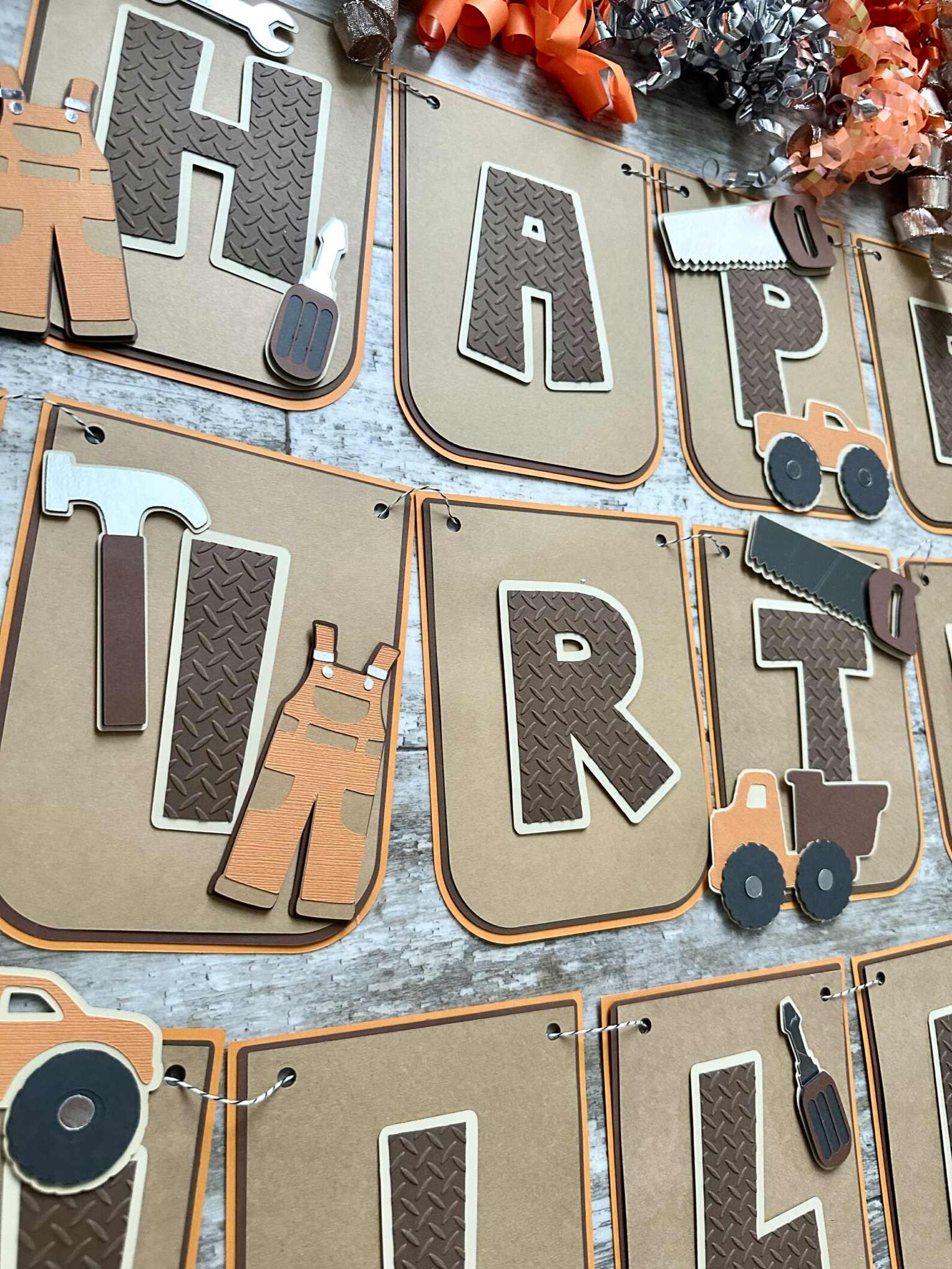 Workin Man Tools Handyman Theme Orange Brown Birthday Banner - Etsy