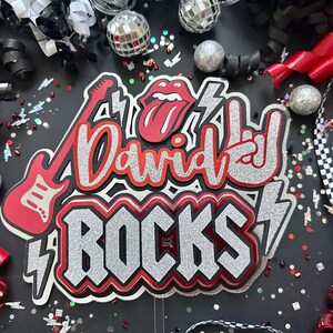 Rock Rockstar Rock N Roll One Rocks Cake Topper & Cupcake Toppers - Etsy