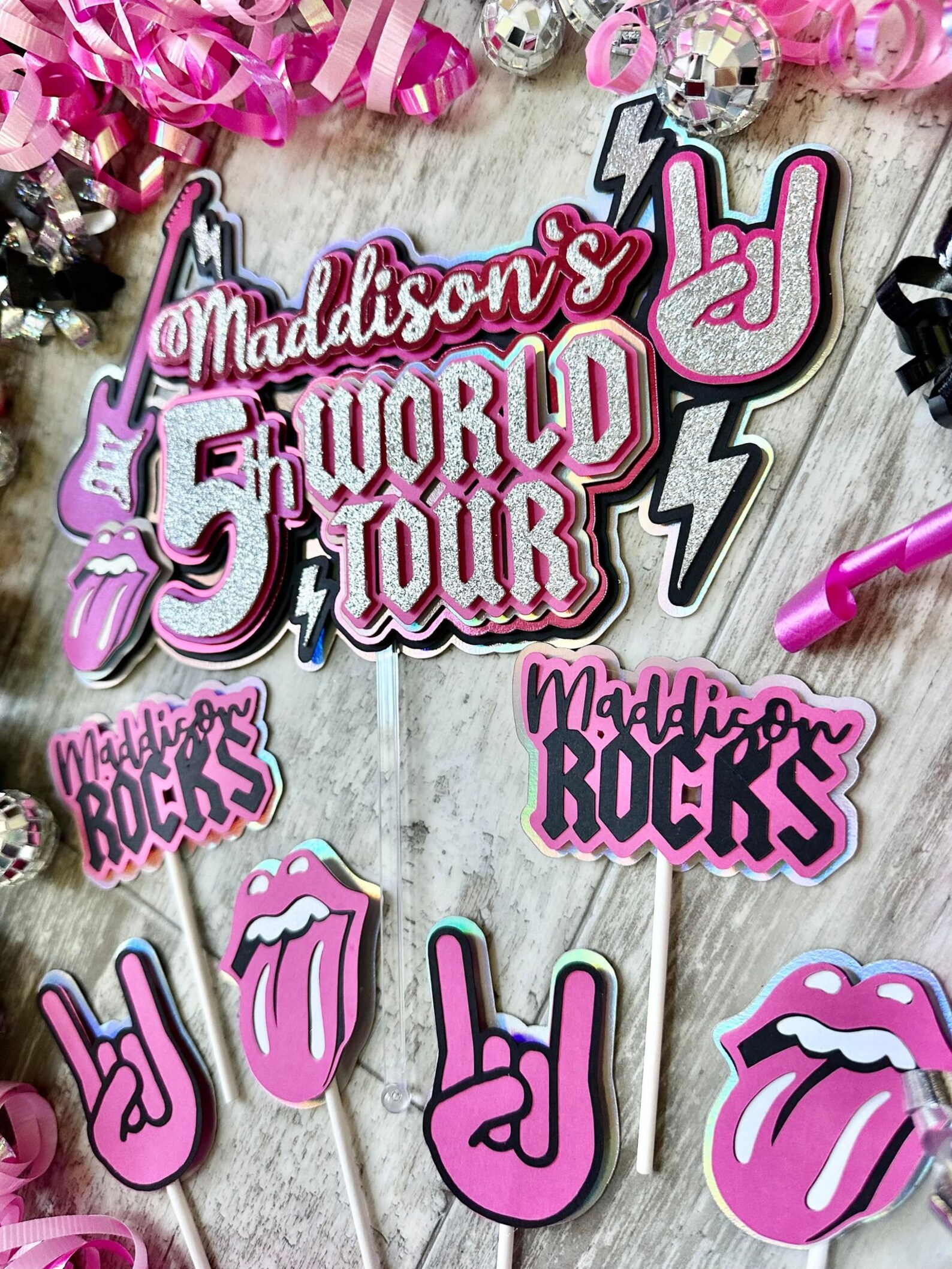 World Tour Rock N Roll Rockstar Birthday Cake Topper Cupcake Toppers - Etsy