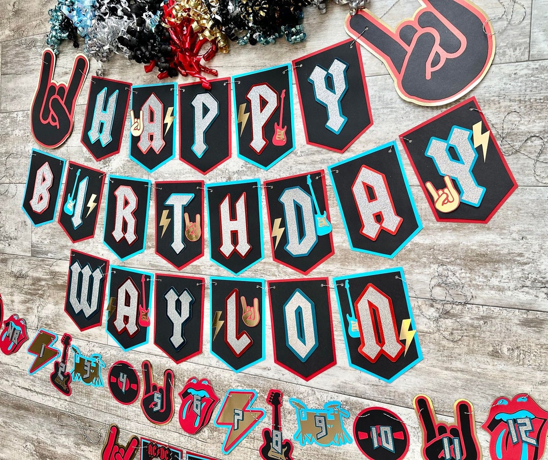 Let's Rock Music Band Rock N Roll Teal Red Born to Rock Rockstar Theme ...