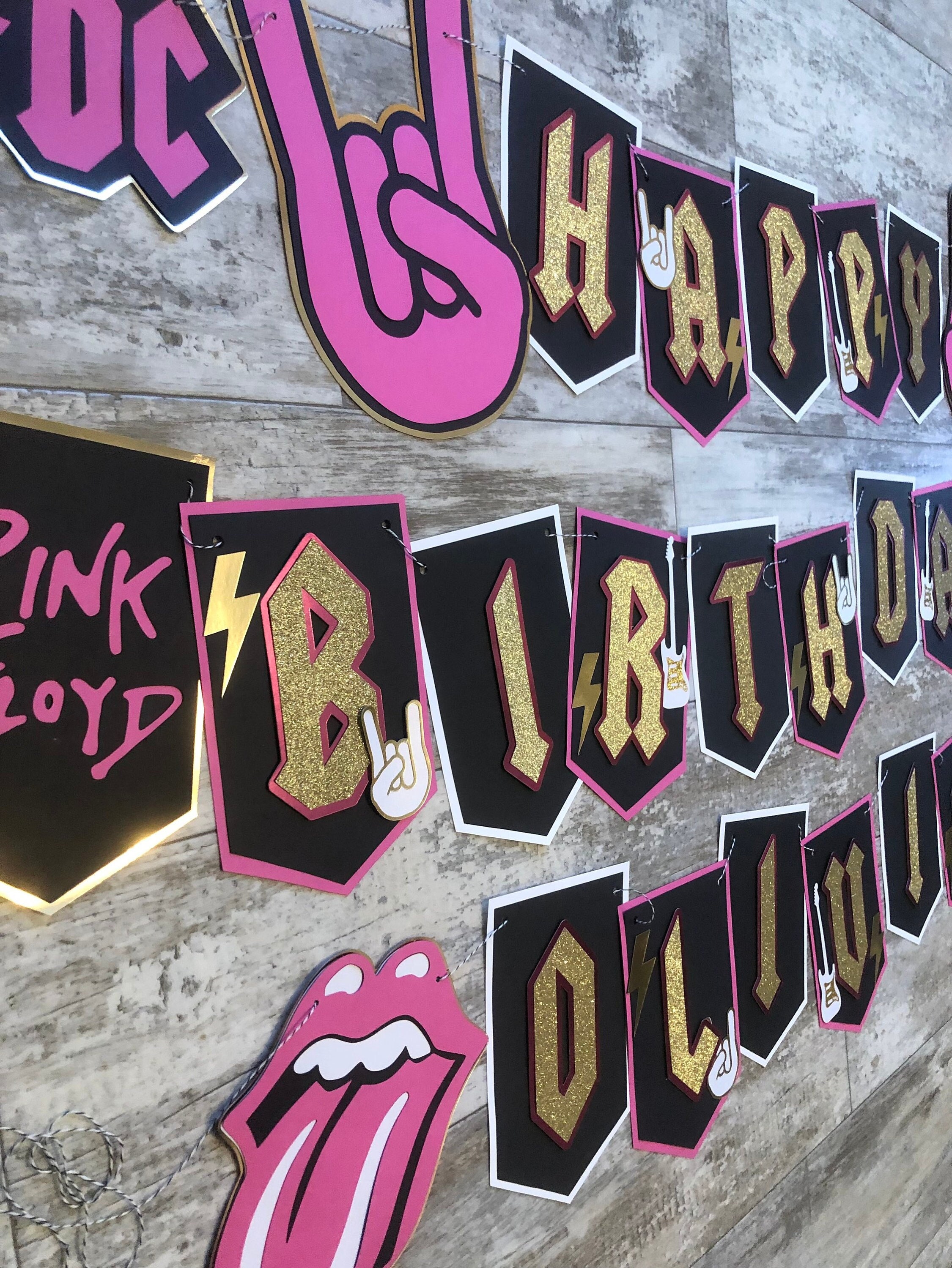 Rock N Roll Pink Gold Rockstar Rocker 80s Rock Girls Theme Birthday ...