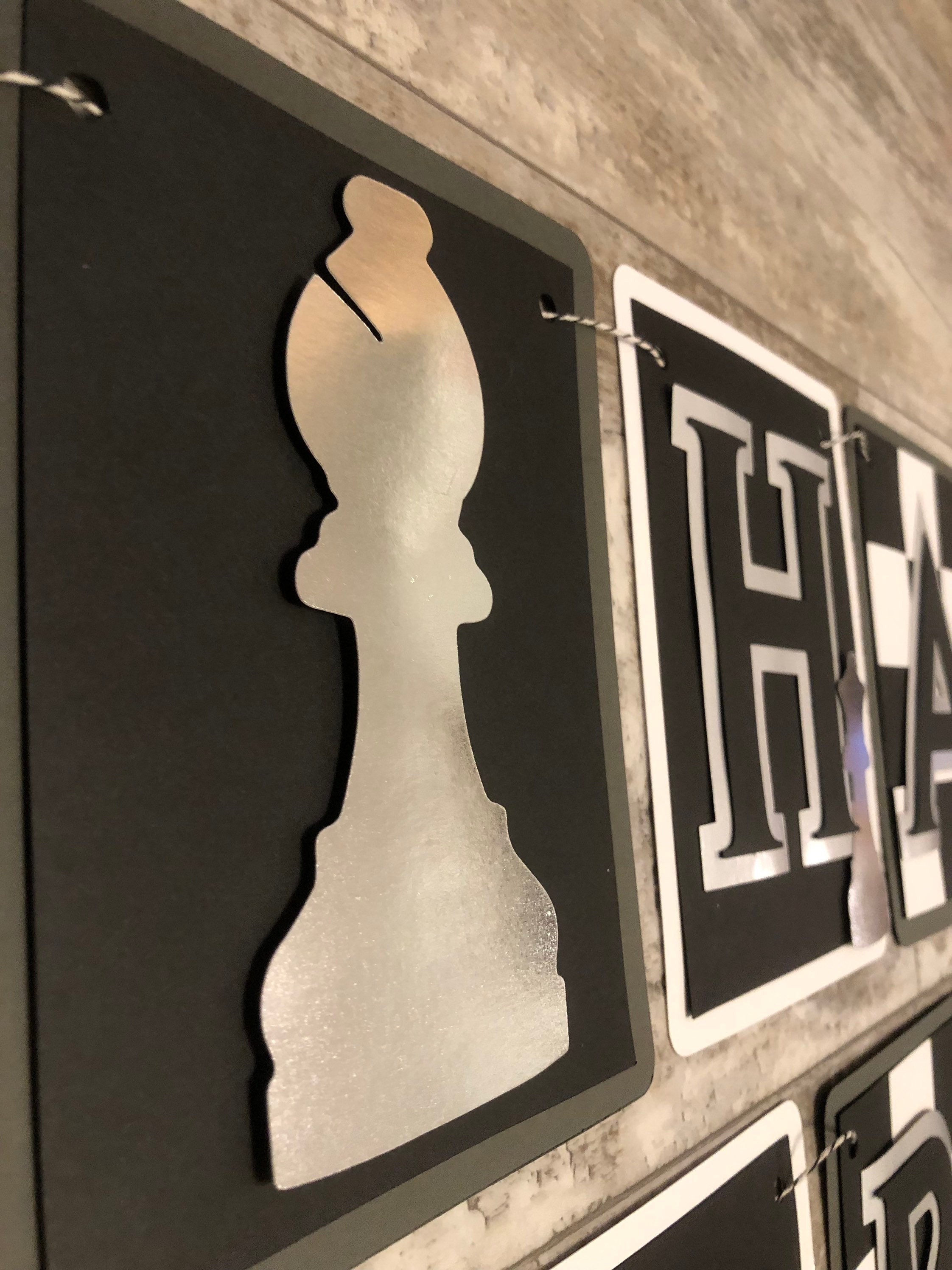Chess Checkmate Theme Black White Silver Birthday Party Banner - Etsy