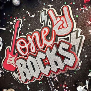 One Rocks Rock N Roll Born to Rock Theme Cake Topper - Etsy