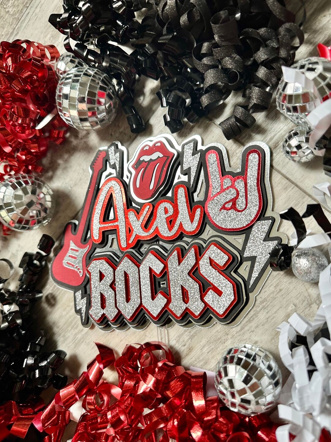 Rock Rockstar Rock N Roll One Rocks Cake Topper & Cupcake Toppers - Etsy