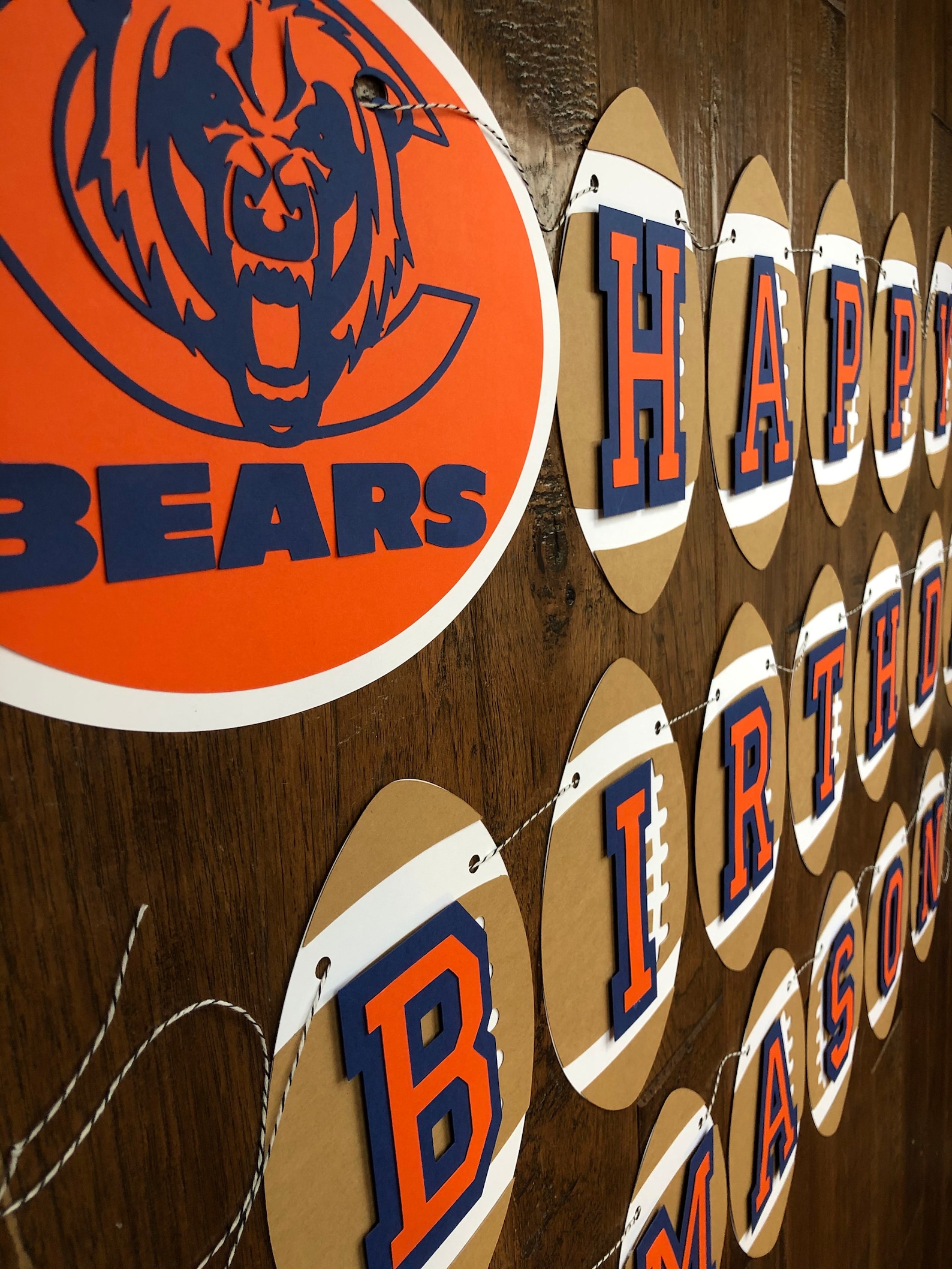 Chicago Bears Football Theme Happy Birthday Banner | Etsy