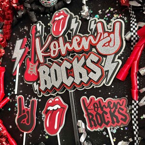 Rock Rockstar Rock N Roll One Rocks Cake Topper & Cupcake Toppers - Etsy