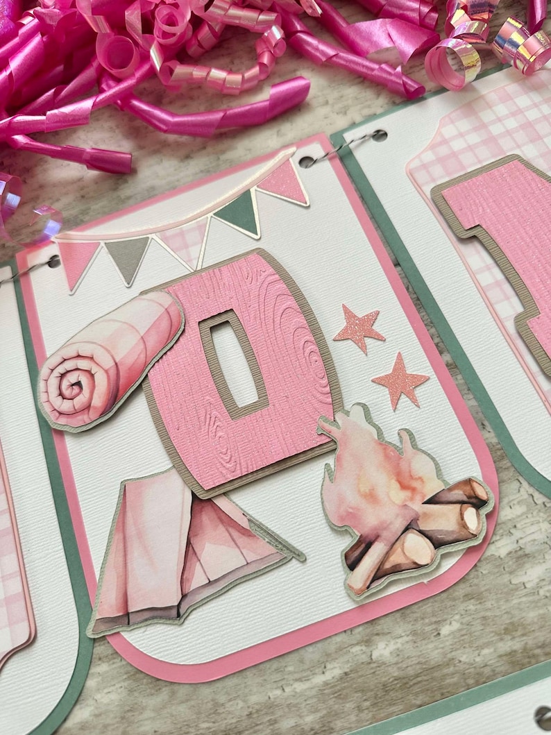 Glamping Camping Girly Camper Sage Pink Gingham Hot Dogs Smores ...