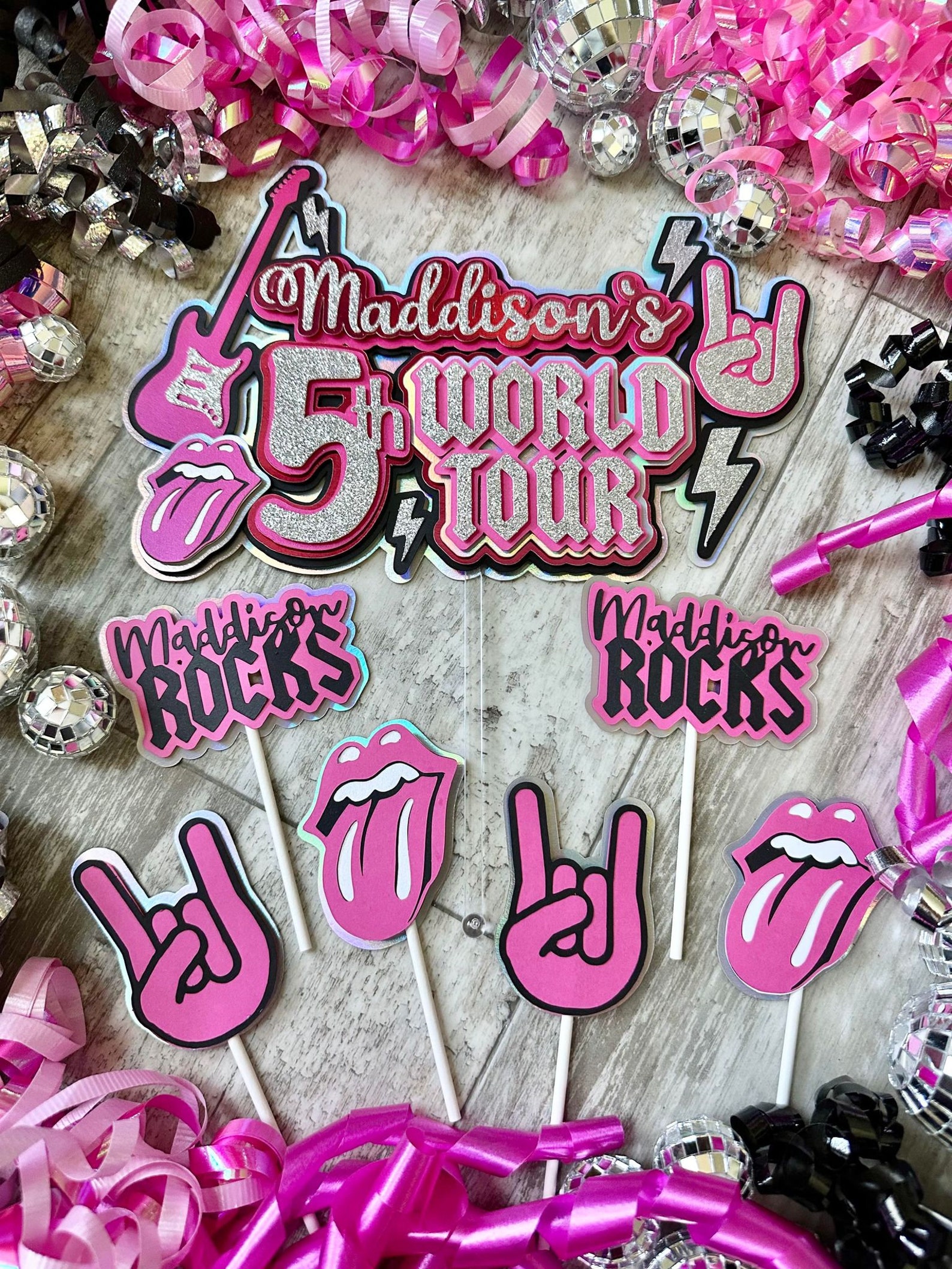 World Tour Rock N Roll Rockstar Birthday Cake Topper Cupcake Toppers - Etsy