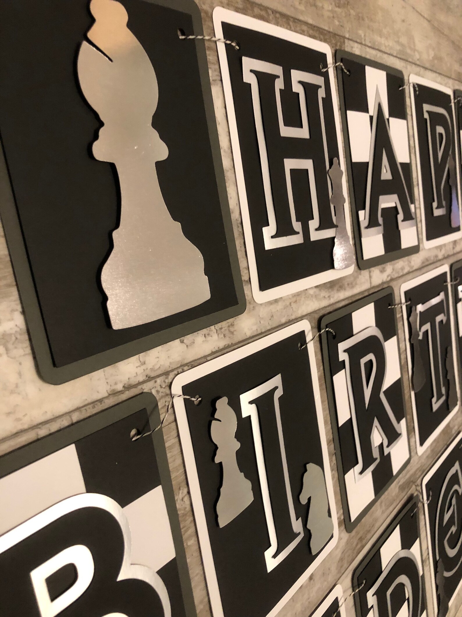 Chess Checkmate Theme Black White Silver Birthday Party Banner - Etsy