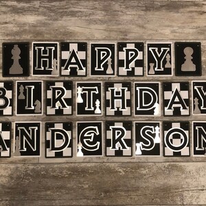 Chess Checkmate Theme Black White Silver Birthday Party Banner - Etsy