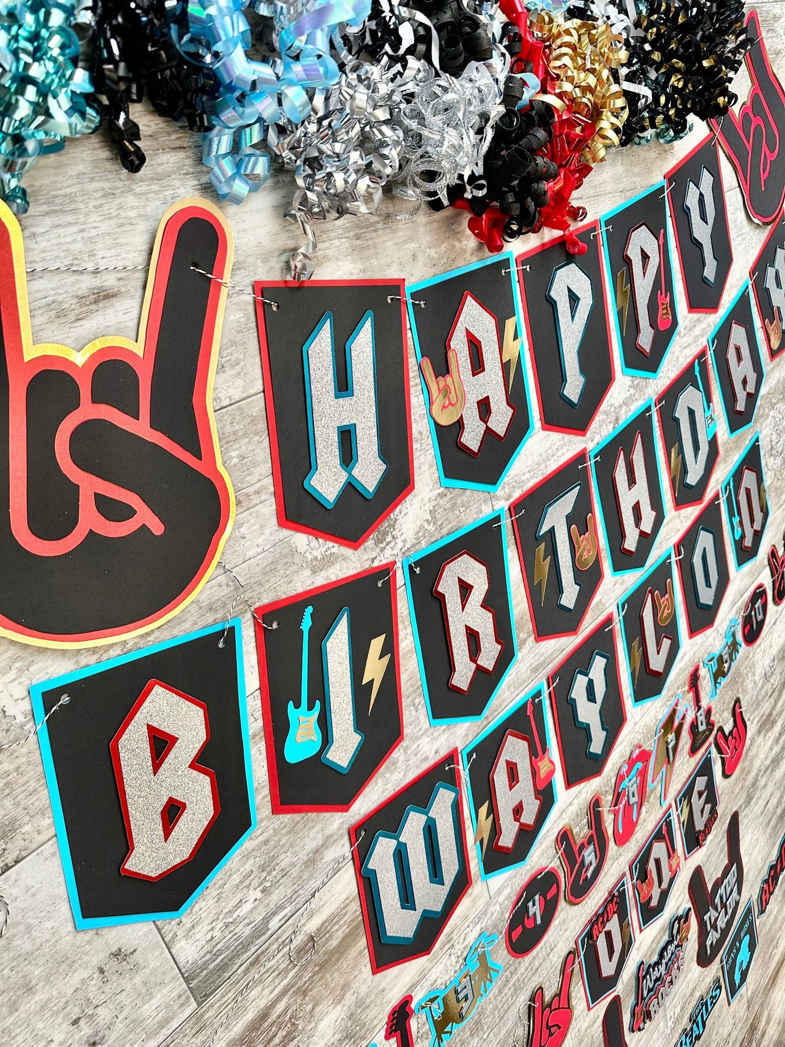 Let's Rock Music Band Rock N Roll Teal Red Born to Rock Rockstar Theme ...