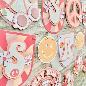 Groovy Flower Child Peach Dusty Pink 70s Hippie Birthday Banner - Etsy