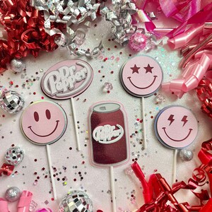 Preppy Aesthetic Dr. P Soda Smile Pink Pepper Maroon Glitter Decoration ...