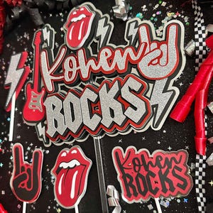 Rock Rockstar Rock N Roll One Rocks Cake Topper & Cupcake Toppers - Etsy