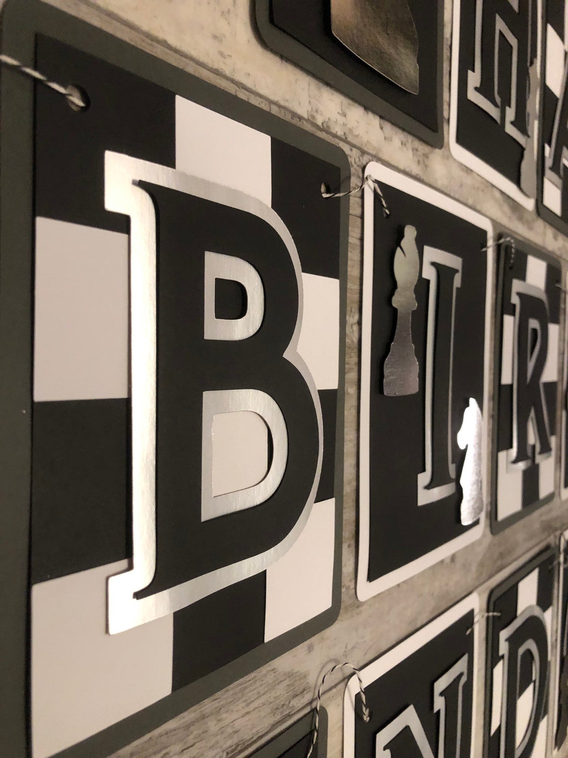 Chess Checkmate Theme Black White Silver Birthday Party Banner - Etsy