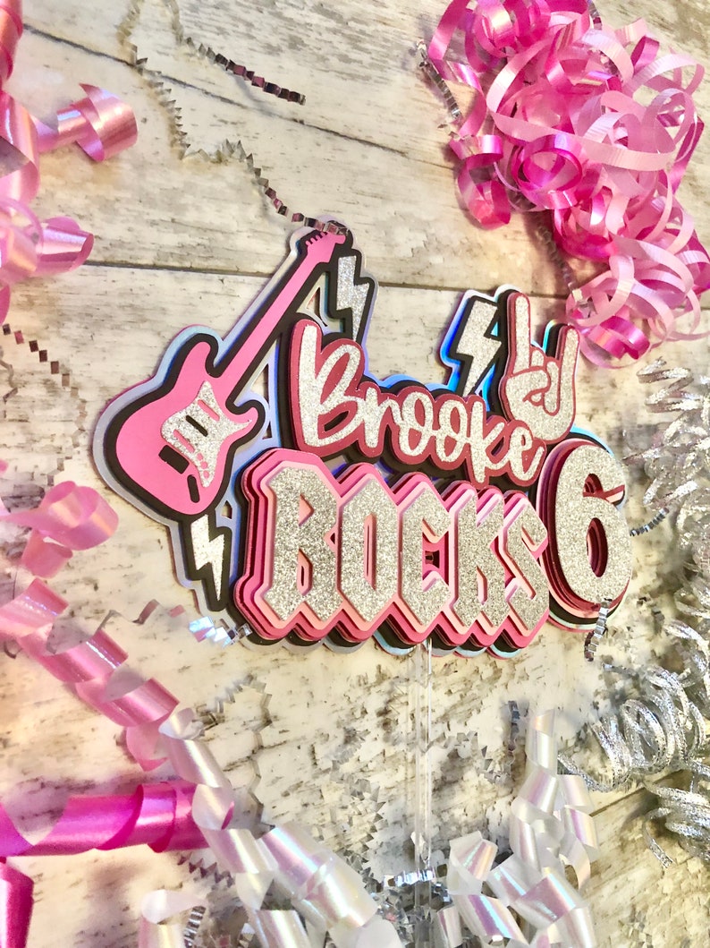 Girls Rock Rockstar Rock N Roll One Rocks Cake Topper - Etsy