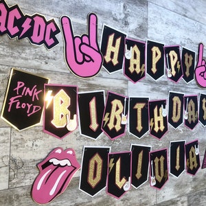 Rock N Roll Pink Gold Rockstar Rocker 80s Rock Girls Theme Birthday ...