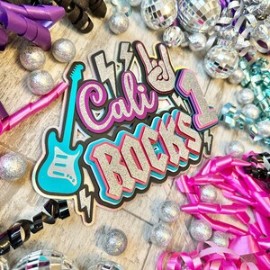 Girls Rock Rockstar Rock N Roll One Rocks Cake Topper & Cupcake Toppers ...